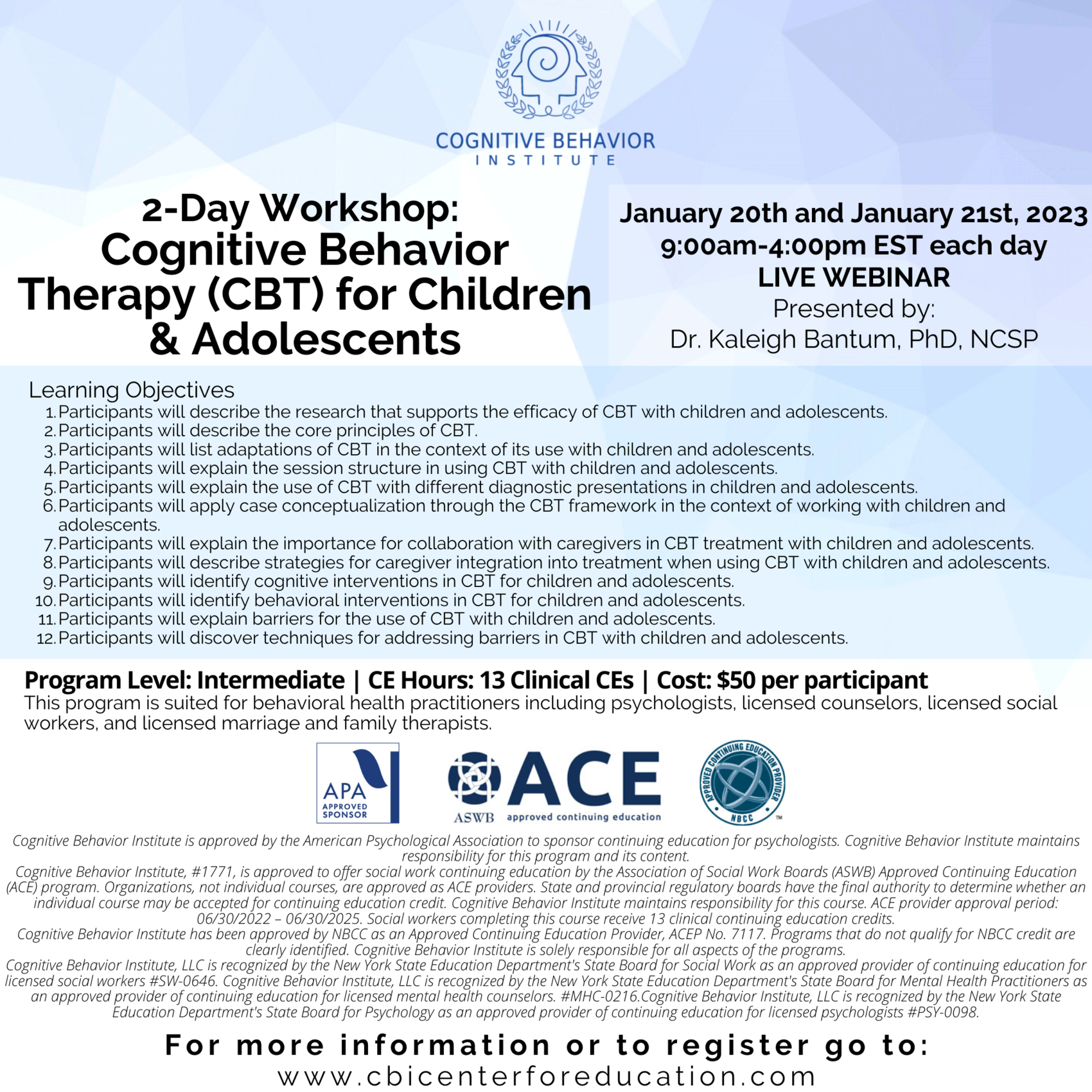 Cognitive Behavior Therapy (CBT) for Children & Adolescents | CBI